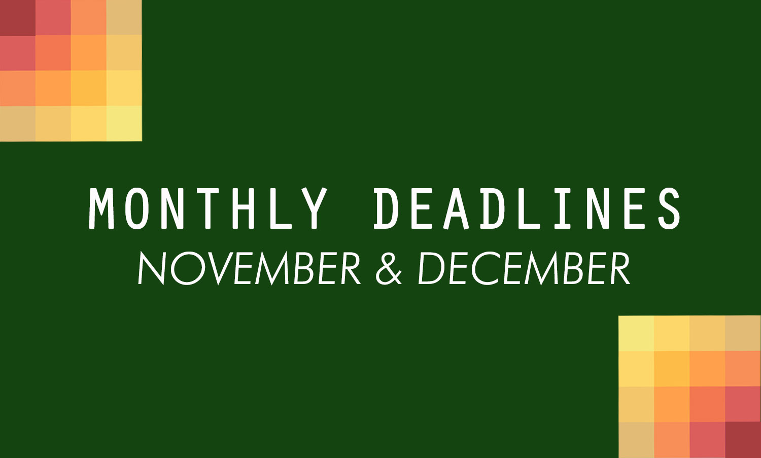 Deadlines: November & December - Palette Poetry