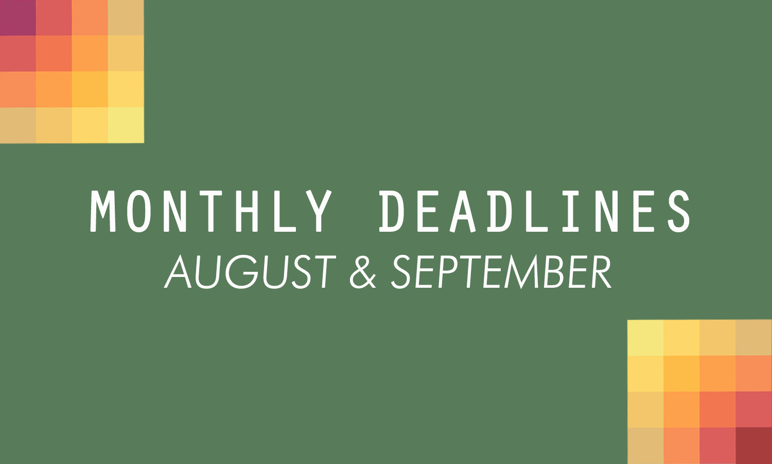 Deadlines: August & September 2024 - Palette Poetry